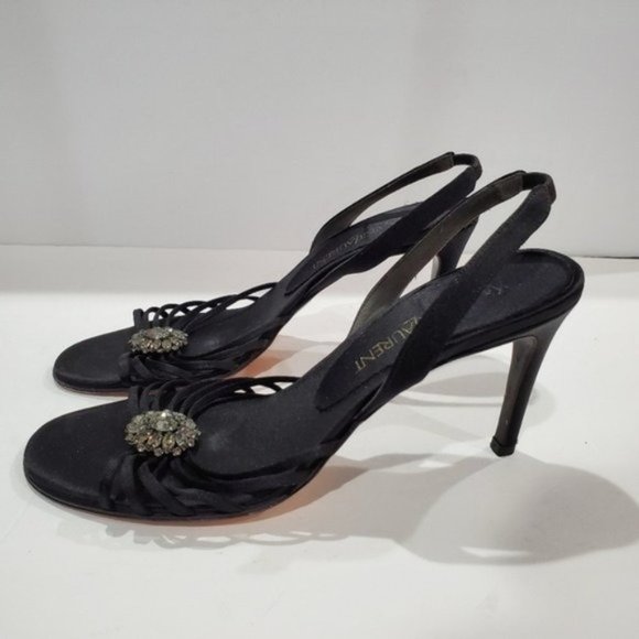 Yves Saint Laurent | Shoes | Ysl Black Satin Womens Evening Strappy ...